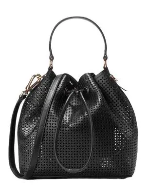 Cole Haan Lidia Perforated Leather Bucket Bag - Black Perforation