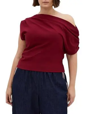 City Chic Imani One-shoulder Top - Cherry