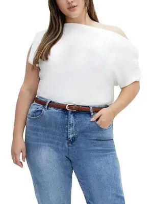 City Chic City Chic Imani One-Shoulder Top Ivory
