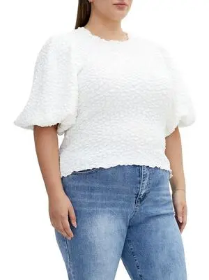 CITY CHIC City Chic Chrissie Balloon Sleeve Textured Top