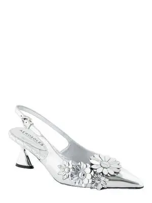 Aerosoles Jaya Pointed Toe Slingback Pumps - Silver Mirror Metallic Leather