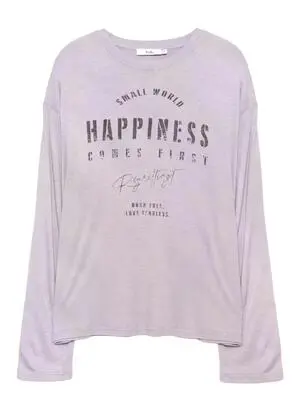 B+AB Slogan-print Long-sleeve T-shirt - Purple
