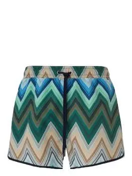Missoni Swim Shorts With Macro Zigzag Print - Green