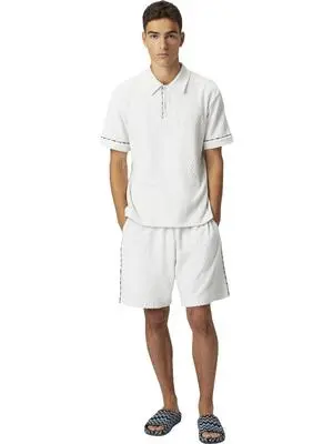 Missoni Zig Zag Cotton Terry Polo Shirt With Contrasting Piping - White