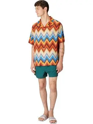 Missoni Viscose Bowling Shirt With Macro Zigzag And Breast Pocket - Orange