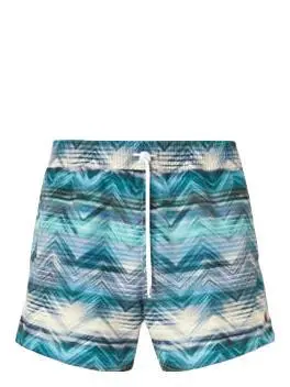 Missoni Swim Shorts With Zig Zag Dégradé Print - Blue
