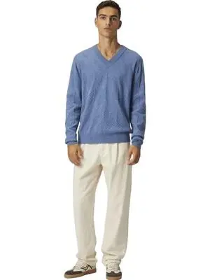 Missoni Cashmere V-Neck Zigzag Pullover Blue