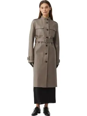 Veronica De Piante Celine Nappa Leather Coat Gray