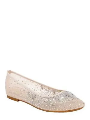 Badgley Mischka Nuala Embellished Flat - Beige/ Mesh