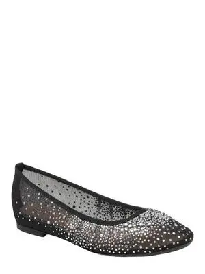Badgley Mischka Nuala Embellished Flat - Black Mesh