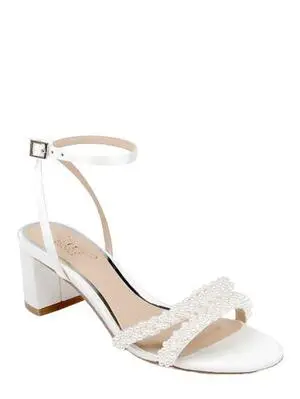 Badgley Mischka Ninnette Embellished Sandal - Ivory Satin