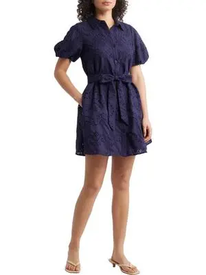 SAM EDELMAN Sam Edelman Eyelet Shirtdress With Puff Sleeves