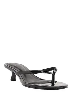 Schutz Carolyn Kitten Heel Sandal - Black Patent