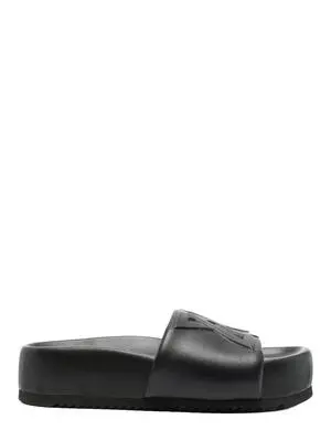 VIC MATIE Leather Slides - Black