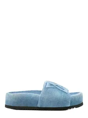 VIC MATIE Denim Slides - Blue
