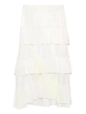 B+AB Tiered Ruffle Midi Skirt - White