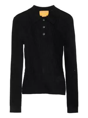 Guest In Residence Shrunken Cashmere Polo Top - Black