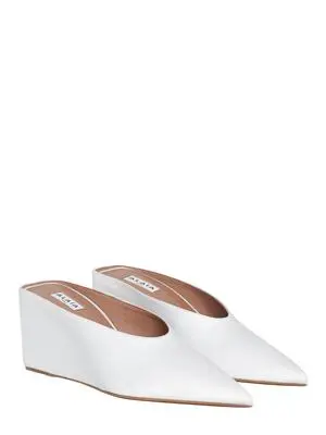 Alaïa Satin Wedge Mules - White