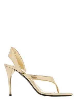 Alaïa Metallic Leather Thong Sandals - Gold