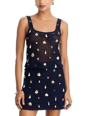 Aqua The White Lotus X Crochet Treasure Tank - Navy