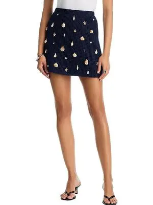 Aqua Crochet Mini Skirt - Navy