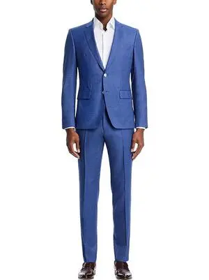 BOSS H-huge Textured Solid Slim Fit Suit - Bright Blue