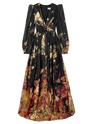 Zuhair Murad Antique Shard Printed Silk-chiffon Gown - Black