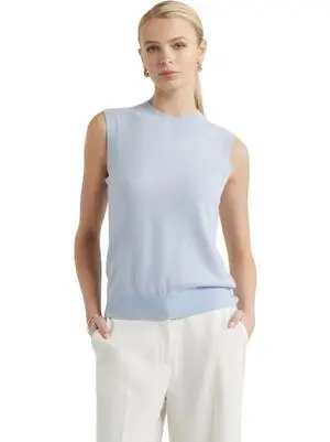 Nordstrom Sleeveless Cashmere Shell Blue Zen
