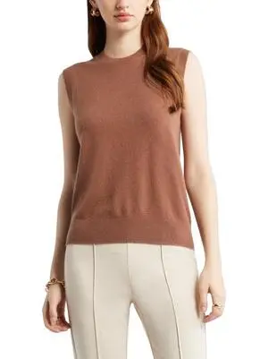 Nordstrom Sleeveless Cashmere Shell - Brown Clove