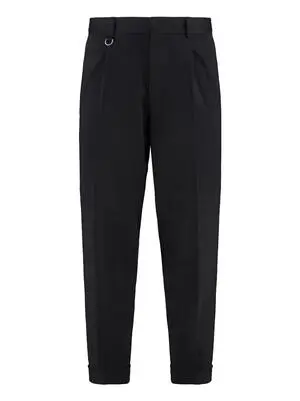 PAOLO PECORA Viscose Blend Trousers - Black