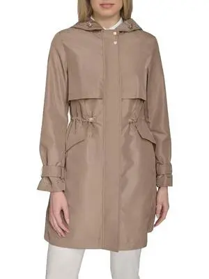 Cole Haan Hooded Trench Raincoat - Champagne