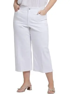 NYDJ Brigitte High Waist Wide Leg Capri Jeans - Optic White