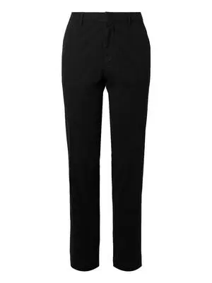 Zegna Easy Straight-leg Garment-dyed Cotton-blend Chinos - Black