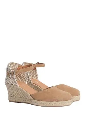 Barbour Elder Espadrille Wedge - Tan Suede