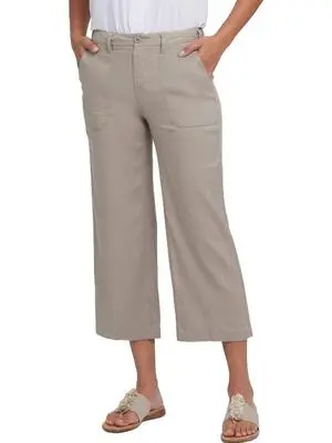 NYDJ NYDJ Wide Leg Crop Linen Blend Pants Saddlewood