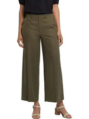 NYDJ Morgan Stretch Linen Wide Leg Ankle Pants - Bay Leaf