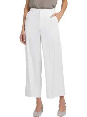 NYDJ Morgan Stretch Linen Wide Leg Ankle Pants - White