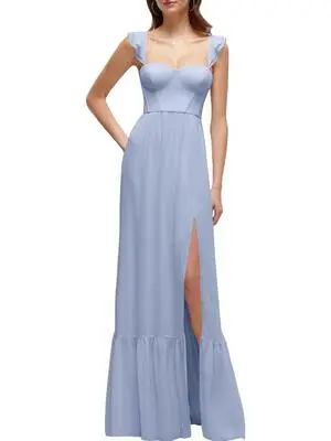 Dessy Collection Bustier Maxi Dress - Sky Blue