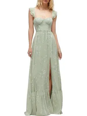 Dessy Collection Bustier Maxi Dress - Vintage Primrose Sage