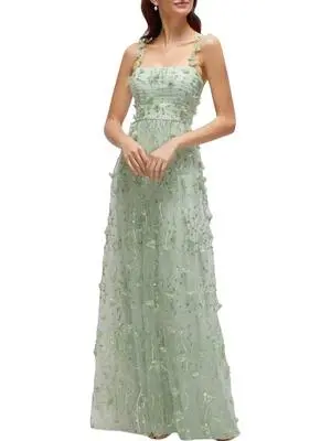 Dessy Collection Floral Embroidered Gown - Celadon