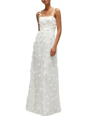 Dessy Collection Floral Embroidered Gown - Ivory