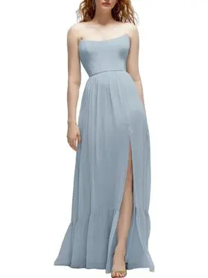 Dessy Collection Dessy Collection Strapless Corset Chiffon Gown Mist