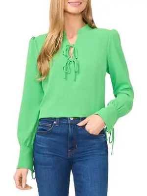 CECE DUPRAZ CeCe Tie Bow Long Sleeve Top Medium Green