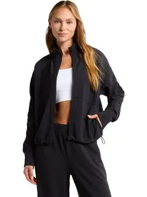 Zella Ruched Sleeve Zip-up Jacket - Black
