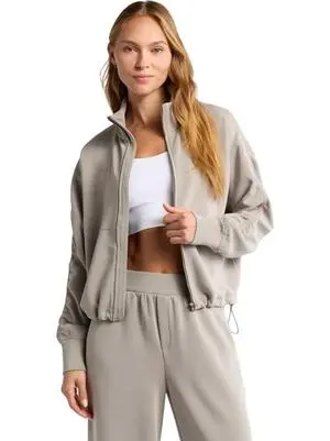 Zella Ruched Sleeve Zip-Up Jacket Grey Earl