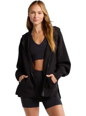 Zella Relaxed Fit High-Low Zip Hoodie Black
