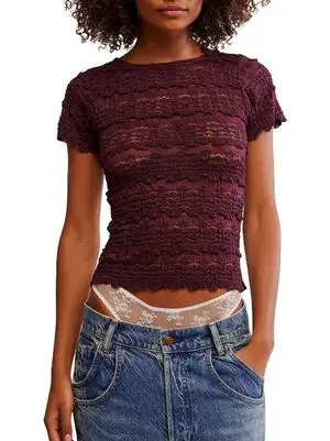 Free People Angelina Lace Top - Wine