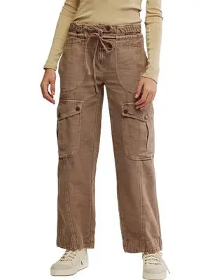 Free People Free People Park Ave Cotton Cargo Pants Dusted Cocoa
