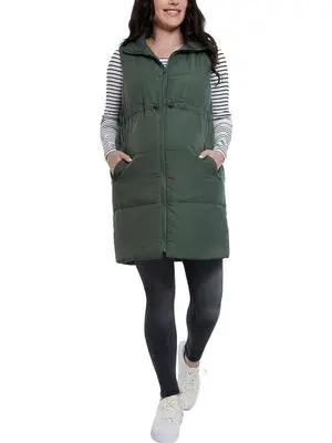 Motherhood Maternity MOTHERHOOD MATERNITY Woven Sleeveless Puffer Vest Olive