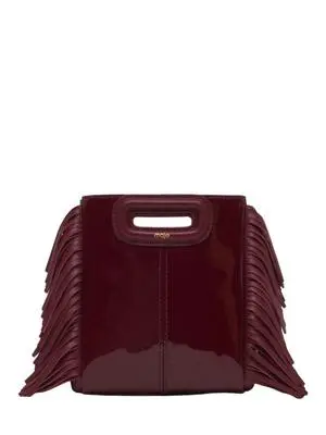 Maje Mini M Patent Leather Bag - Burgundy